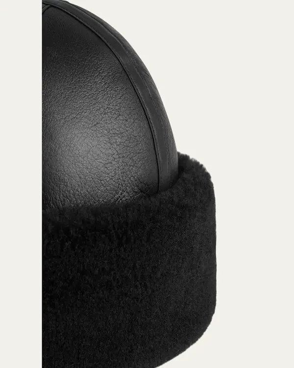 TOTÊME - Toteme Leather And Shearling Beanie