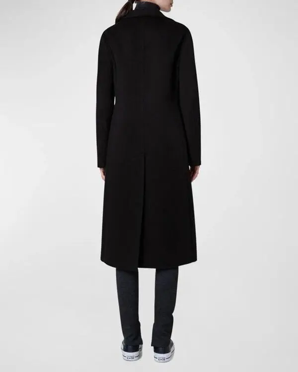 Akris Double Face Cashmere Coat With Leather Collar - Black