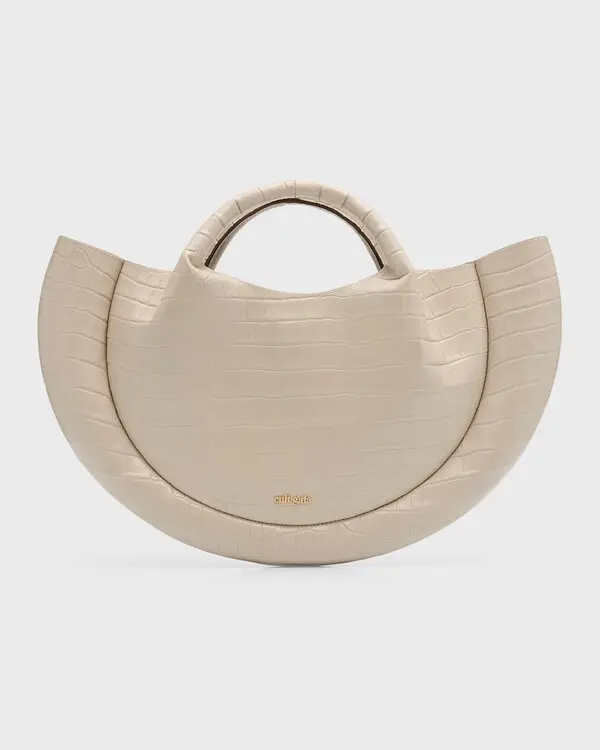 Cult Gaia Bella Croc-embossed Top Handle