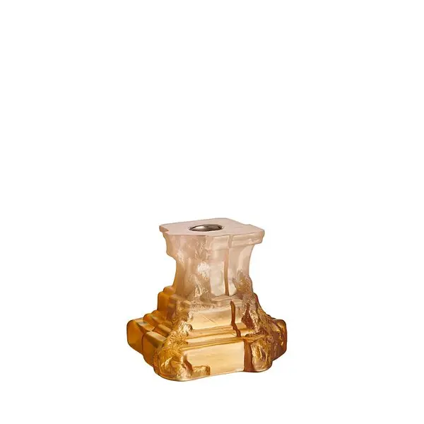 KOSTA BODA Rocky Baroque Candlestick, Small - Amber