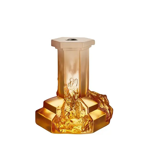 KOSTA BODA Rocky Baroque Candlestick, Large - Amber