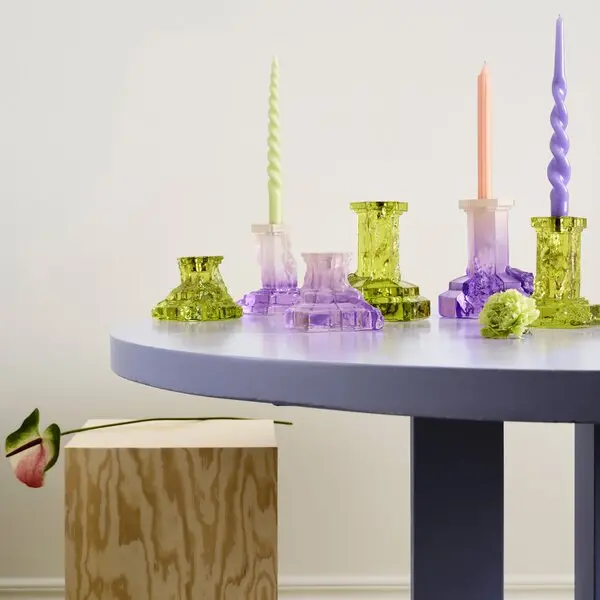 KOSTA BODA Rocky Baroque Candlestick, Large - Green