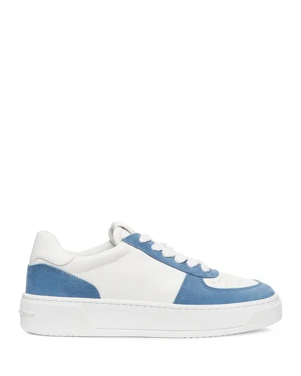 STUART WEITZMAN Courtside Lace Up Sneakers - White/blue