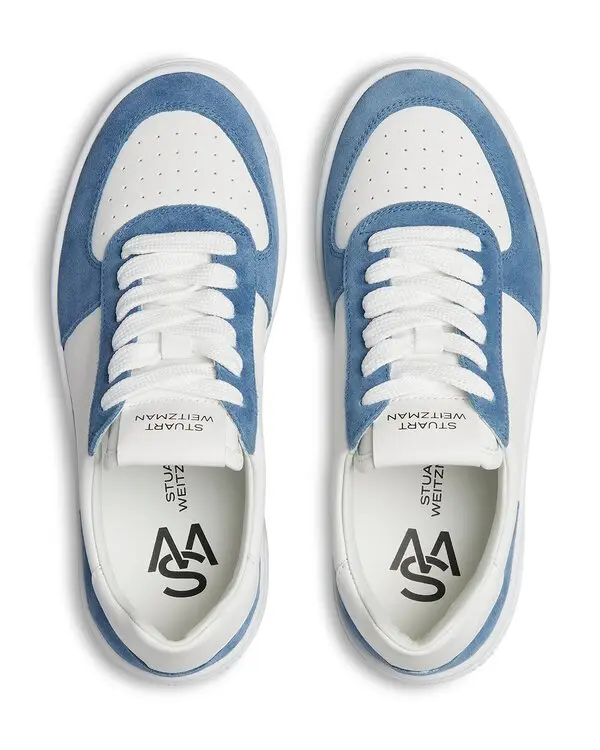 STUART WEITZMAN Courtside Lace Up Sneakers - White/blue