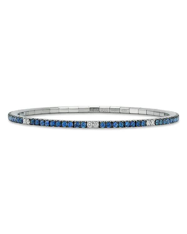EXTENSIBLE 18k White Gold Sapphire & Diamond Stretch Tennis Bracelet - Blue/white