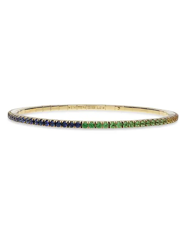 EXTENSIBLE 18k Yellow Gold Rainbow Sapphire Tennis Bracelet - Multi