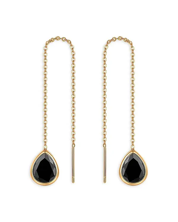 Ettika Teardrop Threader Earrings - Black/gold