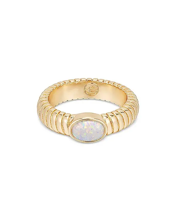 Ettika Flex Ribbed Opal Ring - White/gold
