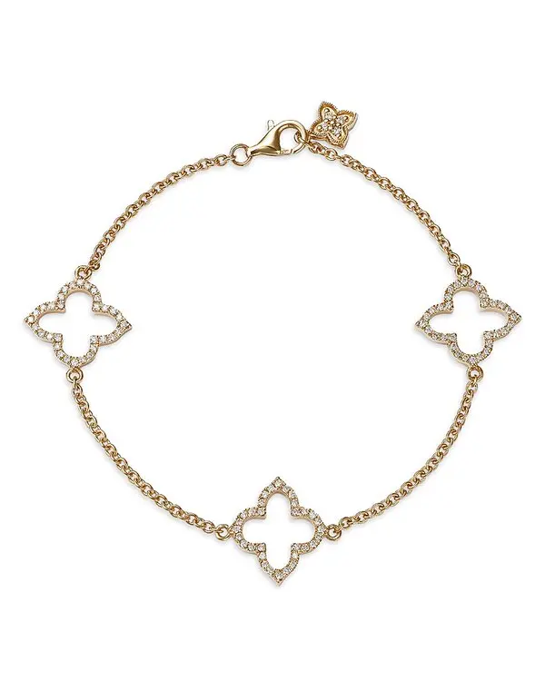Bloomingdale'S Diamond Clover Station Bracelet 0.38 Tcw In 14k Yellow - Gold