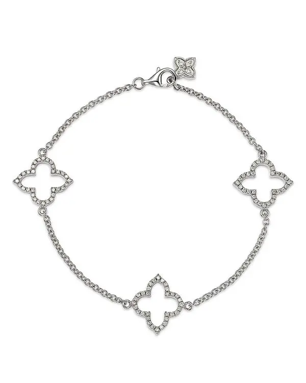 Bloomingdale'S Diamond Clover Station Bracelet - White Gold