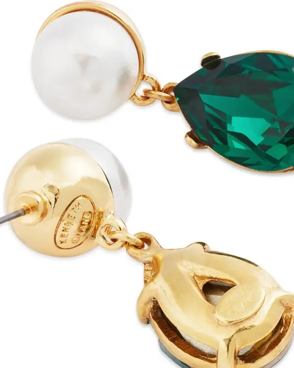 KENNETH JAY LANE Imitation Pearl & Stone Drop Earrings