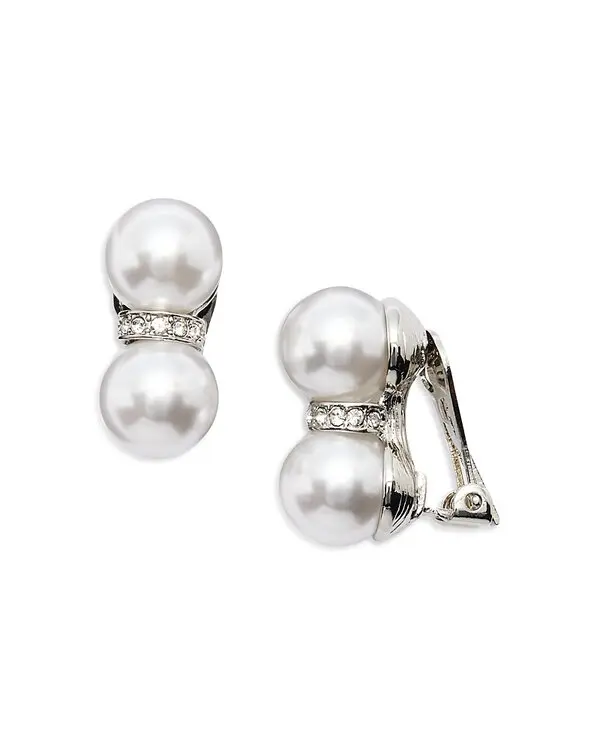 KENNETH JAY LANE Imitation Pearl Clip On Earrings - White/silver