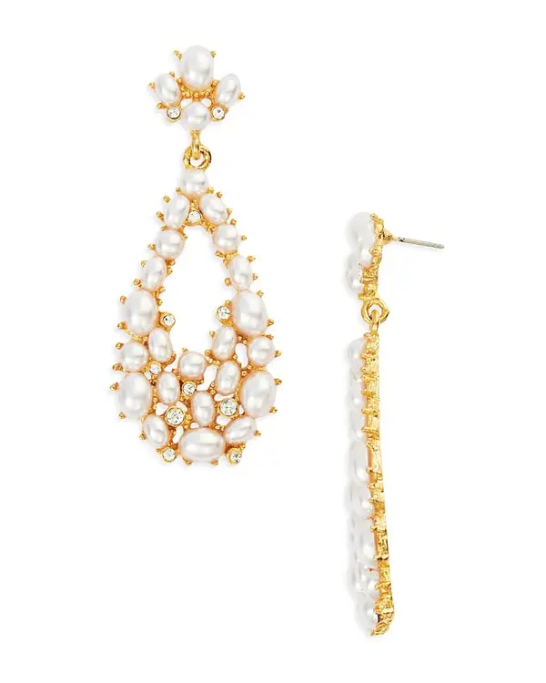 KENNETH JAY LANE Imitation Pearl Cluster Drop Earrings - White/gold