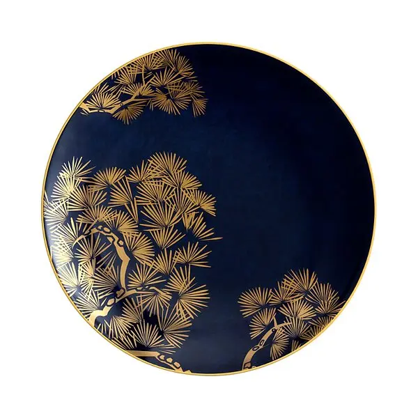 L'Objet Zen Bonsai And Gold Dessert Plate, Set Of 4 - Blue