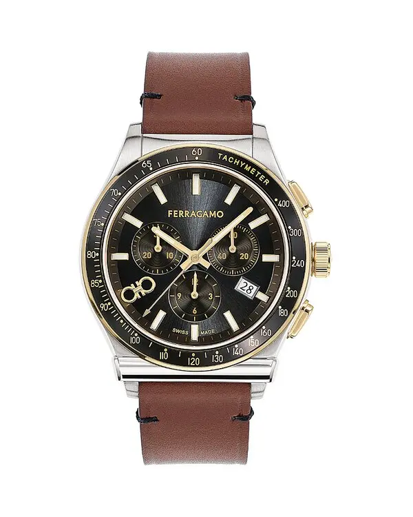 FERRAGAMO 1927 Chrono Chronograph, 42mm - Black/brown