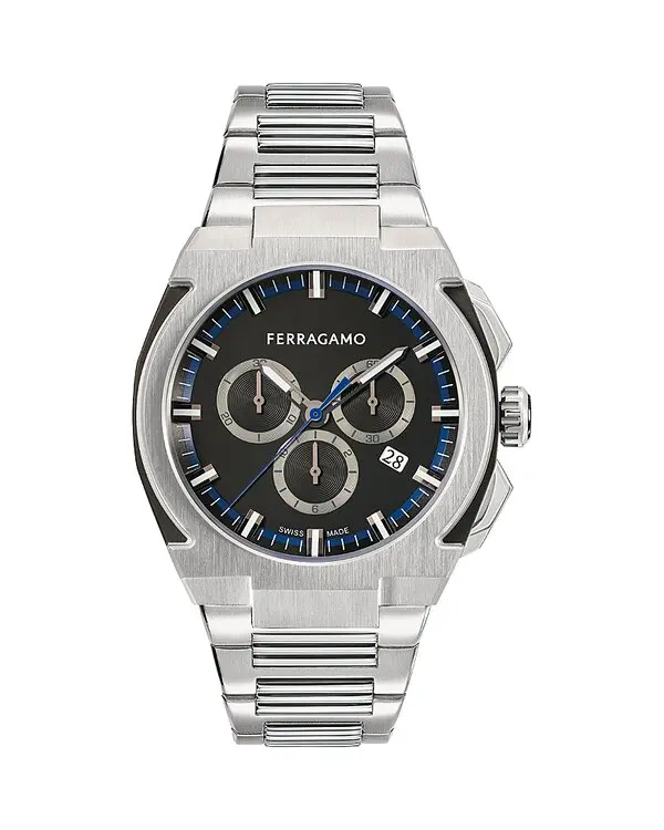 FERRAGAMO Edge Chrono Chronograph, 43mm - Black/silver