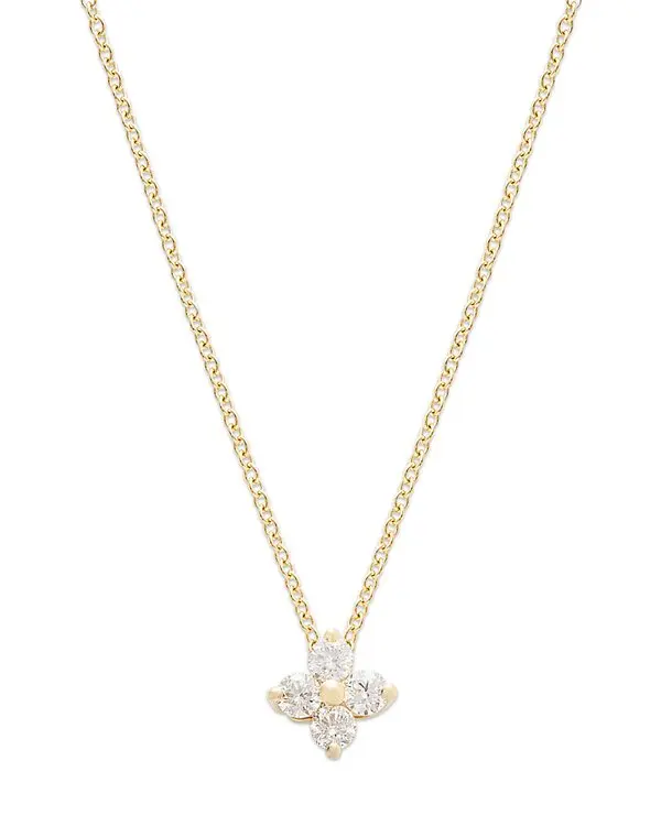 Bloomingdale'S Diamond Flower Pendant Necklace In 14k Yellow - Gold