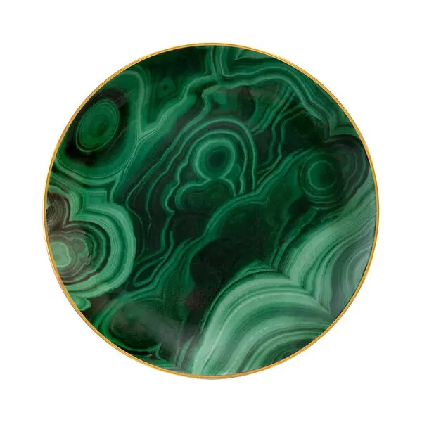 L'Objet Malachite Canape Plate, Set Of 4 - Green