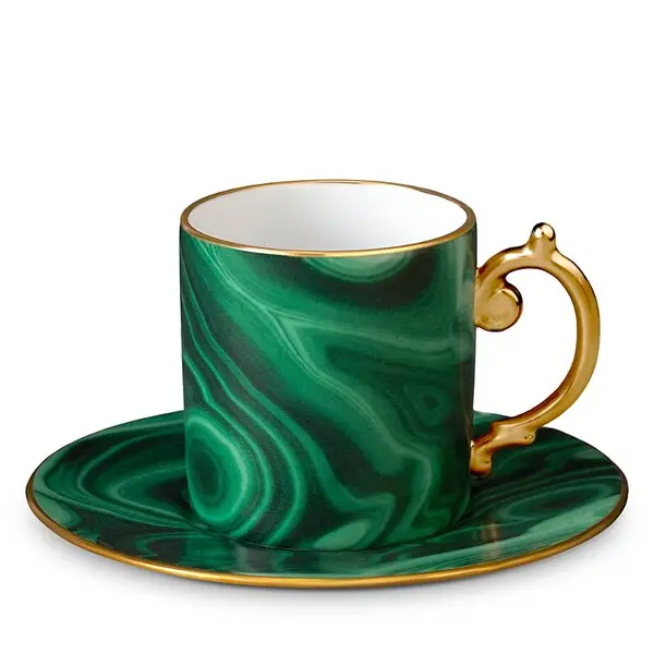L'Objet Malachite Espresso Cup And Saucer - Green
