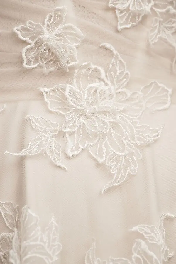 Watters Arien Strapless Floral Appliqué Gown