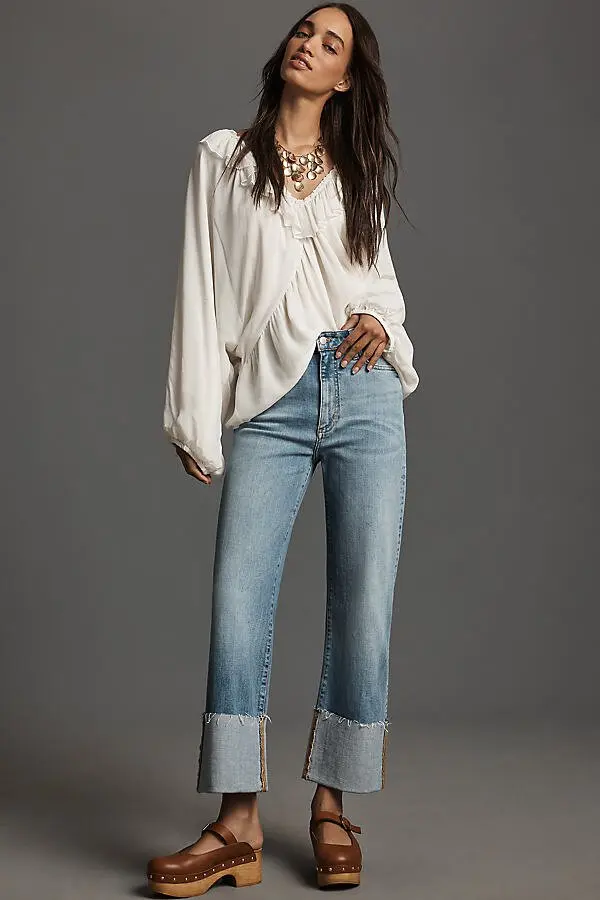 PILCRO The Scotty Cuffed High-rise Straight-leg Jeans - Hibberdene