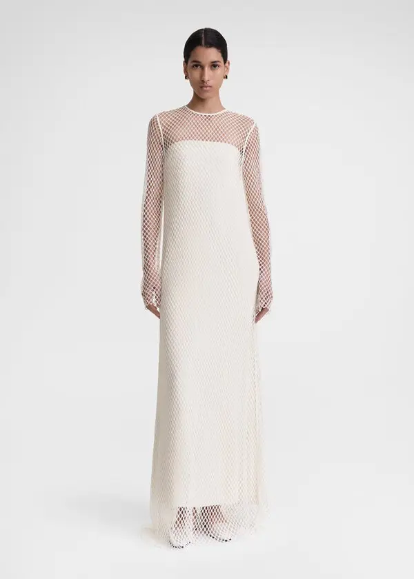 Toteme Layered Lace Dress - Snow | Editorialist