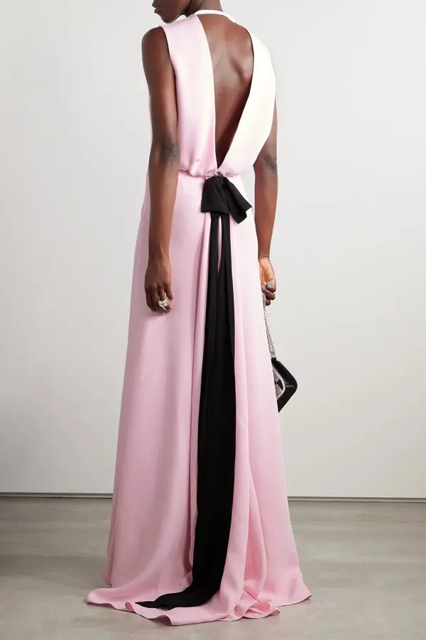 open lace back dress Valentino micro-faille Evening Dress Women Creamy Berry Cotton 54%, Polyester 46% 38