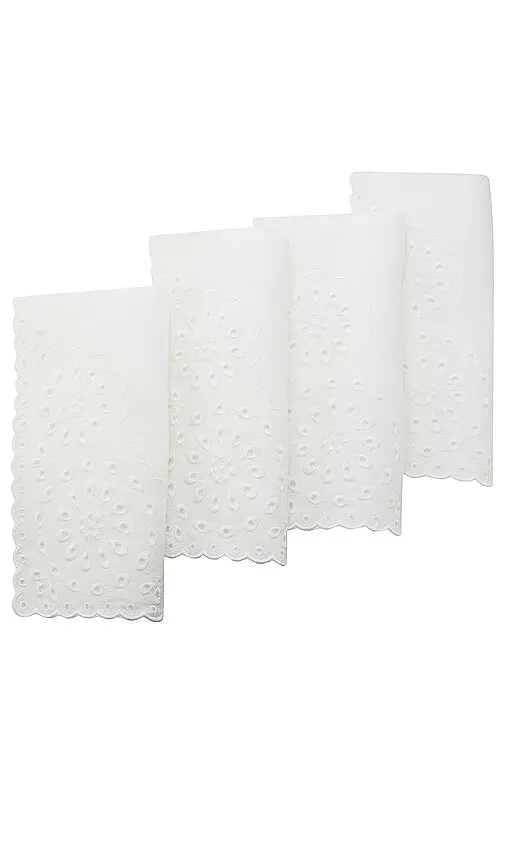 CHEFANIE White Eyelet Dinner Napkins Set Of 4 In White - N,a