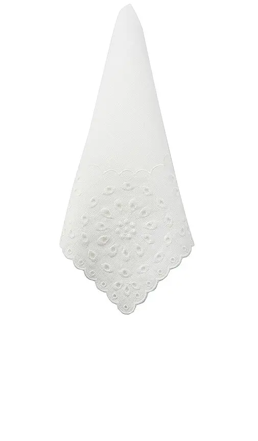 CHEFANIE White Eyelet Dinner Napkins Set Of 4 In White