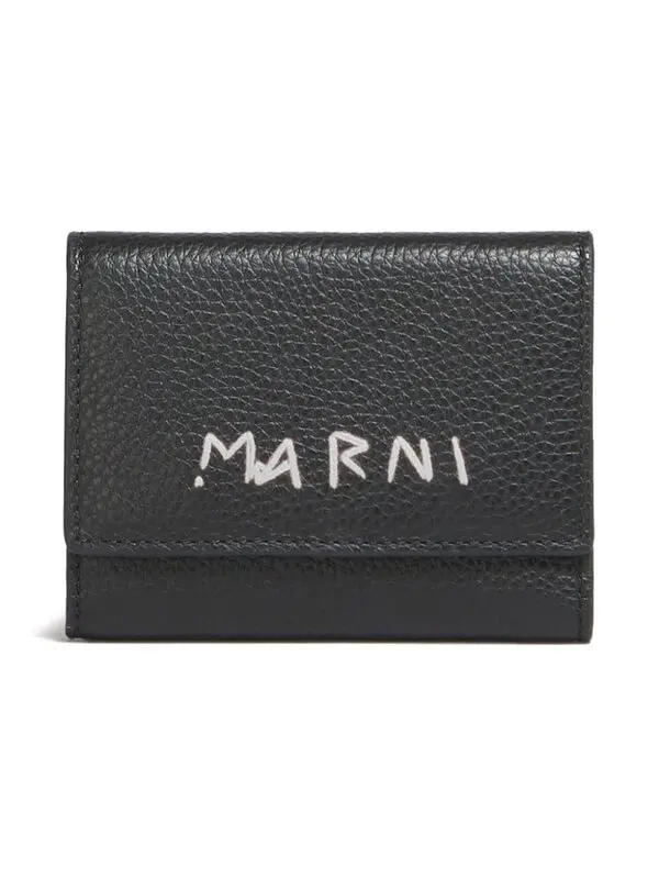 Marni Logo-embroidered Leather Key Holder - Black