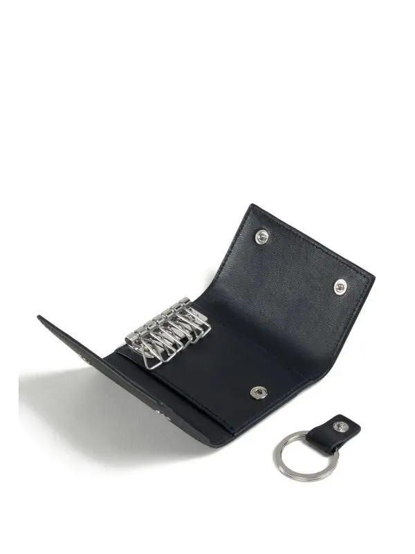 Marni Leather Key Holder With Mending-embroidery - Black