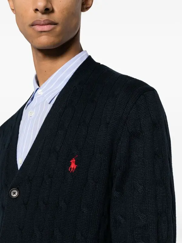 Polo Ralph Lauren Logo-embroidered Cable-knit Cardigan