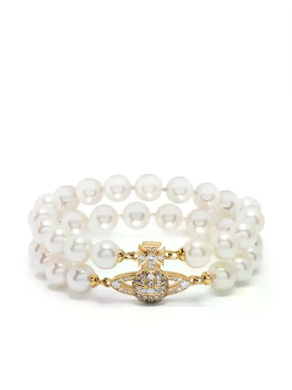 VIVIENNE WESTWOOD Orb-plaque Double Pearl Bracelet - White