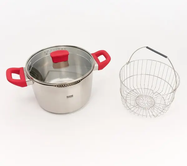 KUHN RIKON 4-quart S/s Straining Stock Pot W/ Steamer Basket - One-color