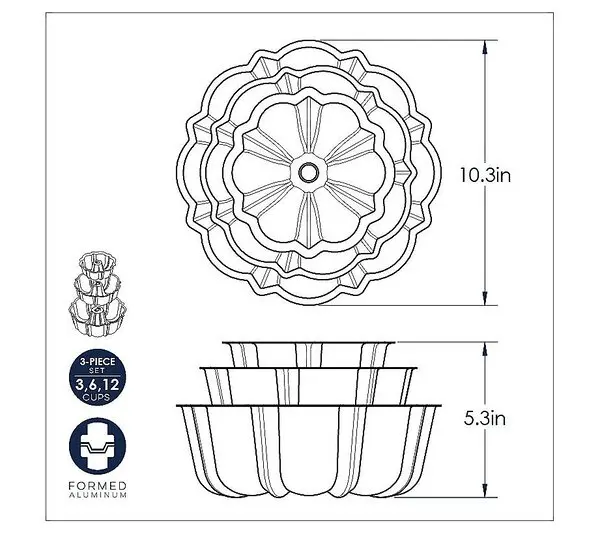 NORDICWARE Colors Tiered Bundt 3-piece Set