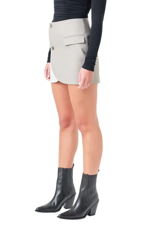 GREY LAB Colorblock Wrap Miniskirt - Grey Multi
