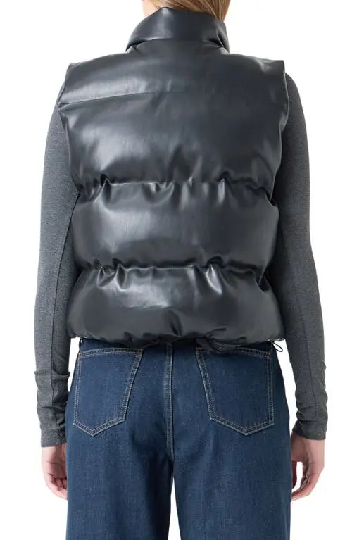 GREY LAB Faux Leather Crop Puffer Vest