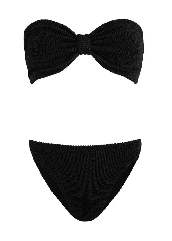 Hunza G Jean Seersucker Bandeau Bikini Set - Black