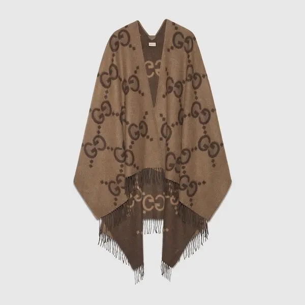 Gucci Reversible Jumbo Gg Cashmere Cape