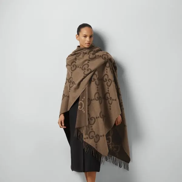 Gucci Reversible Jumbo Gg Cashmere Cape