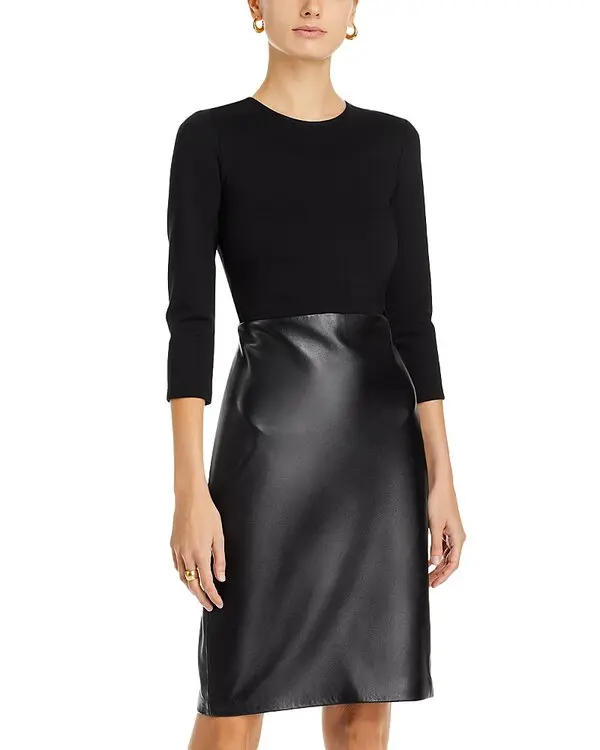 L'Agence Franci Ponte & Leather Combo Dress In Black - 76% Off |  Editorialist