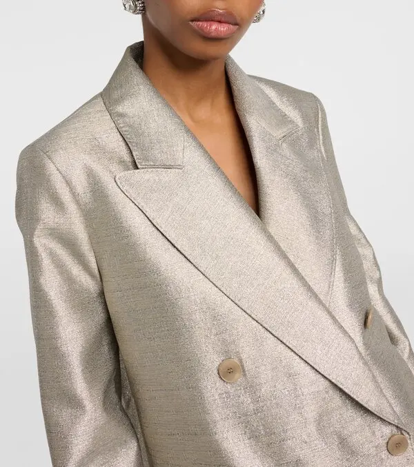 JOSEPH Chapone Metallic Oversized Blazer - Silver