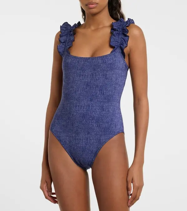 KARLA COLLETTO Nori Ruffled Swimsuit - Blue
