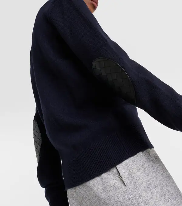 Bottega Veneta Cashmere And Leather Sweater - Blue