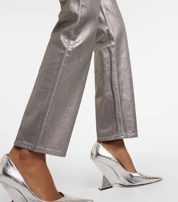 Veronica Beard Daniela Metallic High-rise Straight Jeans