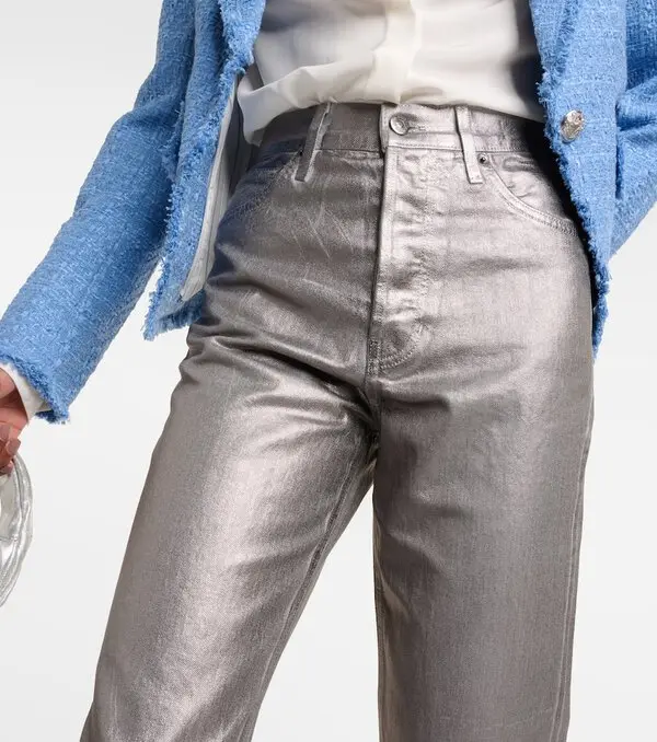 Veronica Beard Daniela Metallic High-rise Straight Jeans
