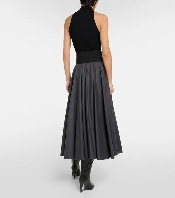 Alaïa Belted High-rise Virgin Wool Midi Skirt