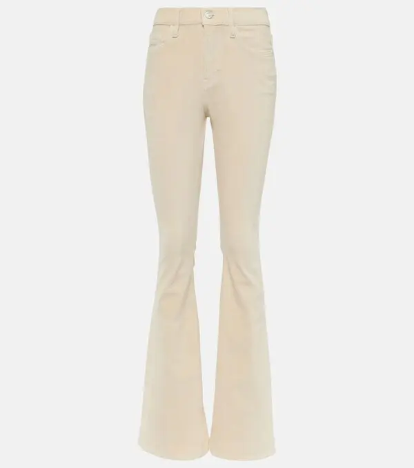 FRAME Le High Flare Velveteen Jeans - White