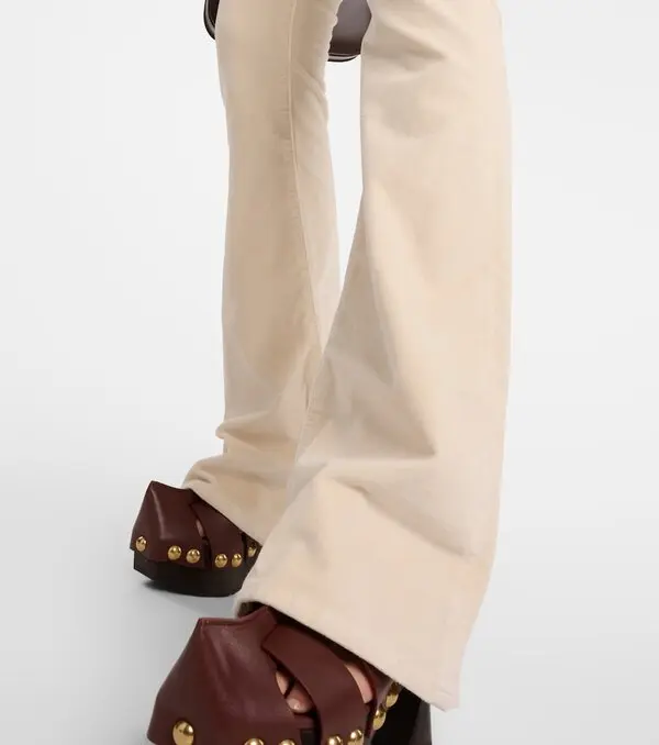 FRAME Le High Flare Velveteen Jeans - White