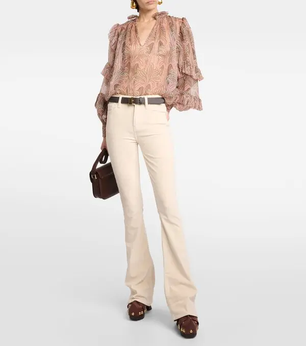 FRAME Le High Flare Velveteen Jeans - White